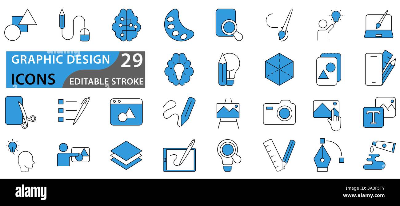 Set of icons of graphic design. Simple icons in a modern style. Graphic ...