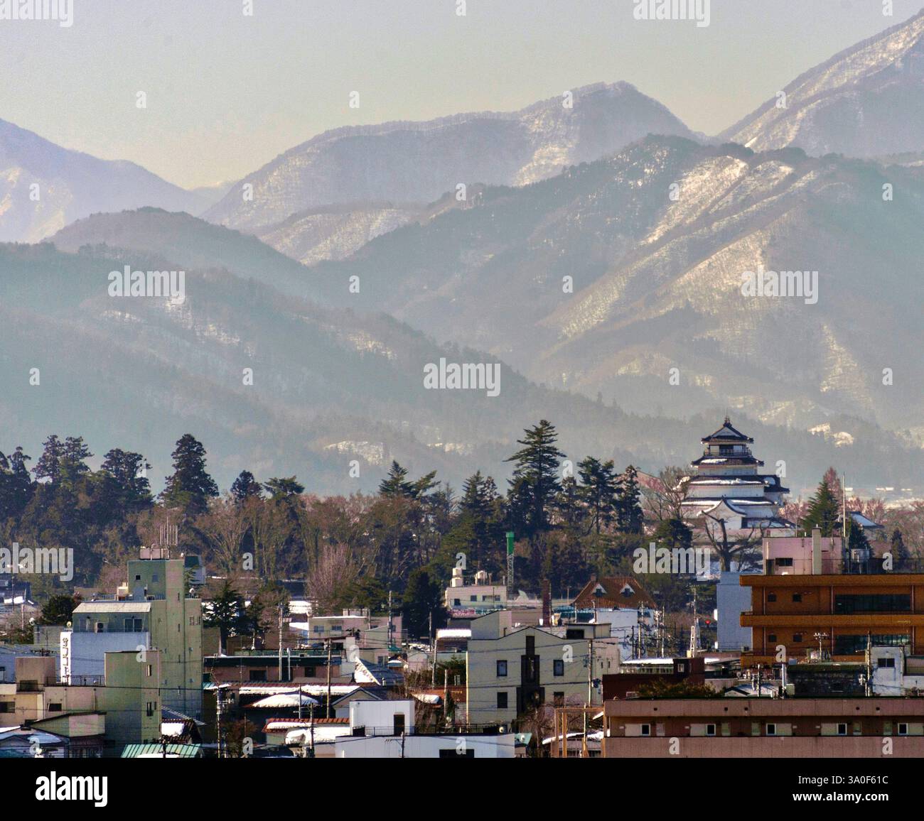 Photo shows Tsuruga-jo castle in Aizuwakamatsu City, Fukushima Prefecture, Japan. Photographer ...