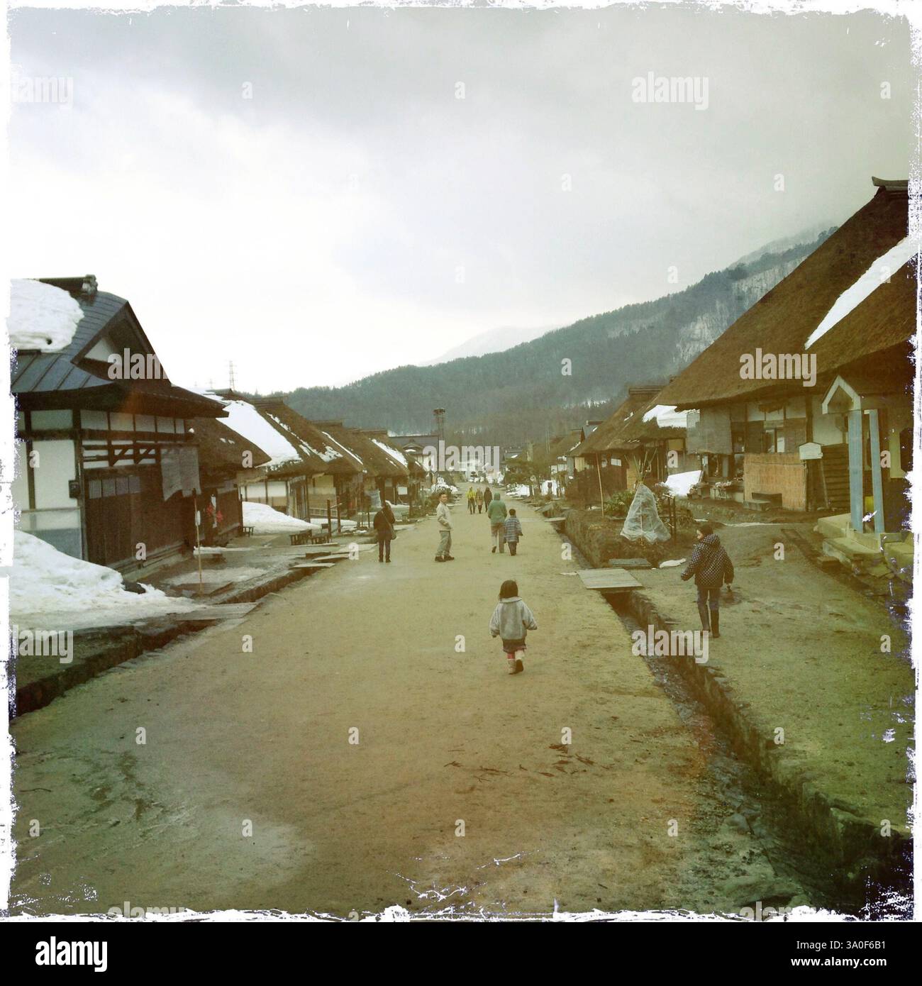 Photo shows the old post town known as Ouchijuku in the Aizu region of ...