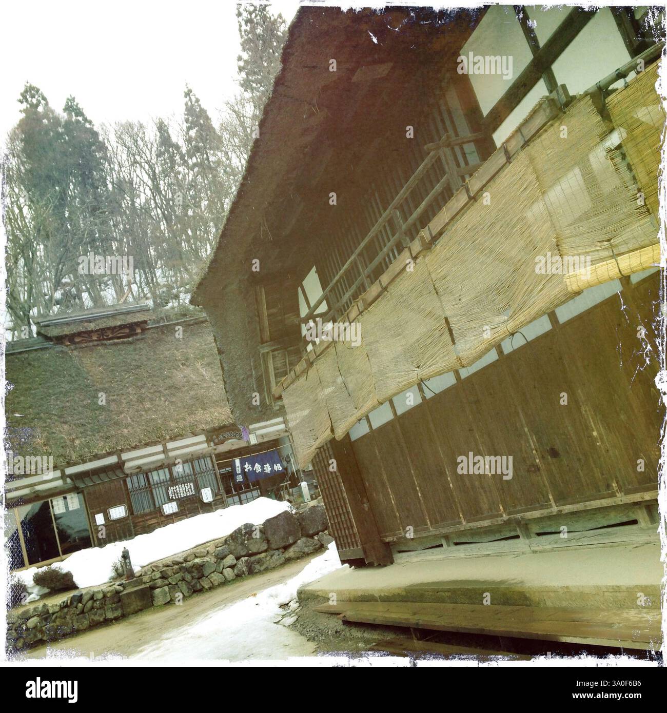 Photo shows the old post town known as Ouchijuku in the Aizu region of ...