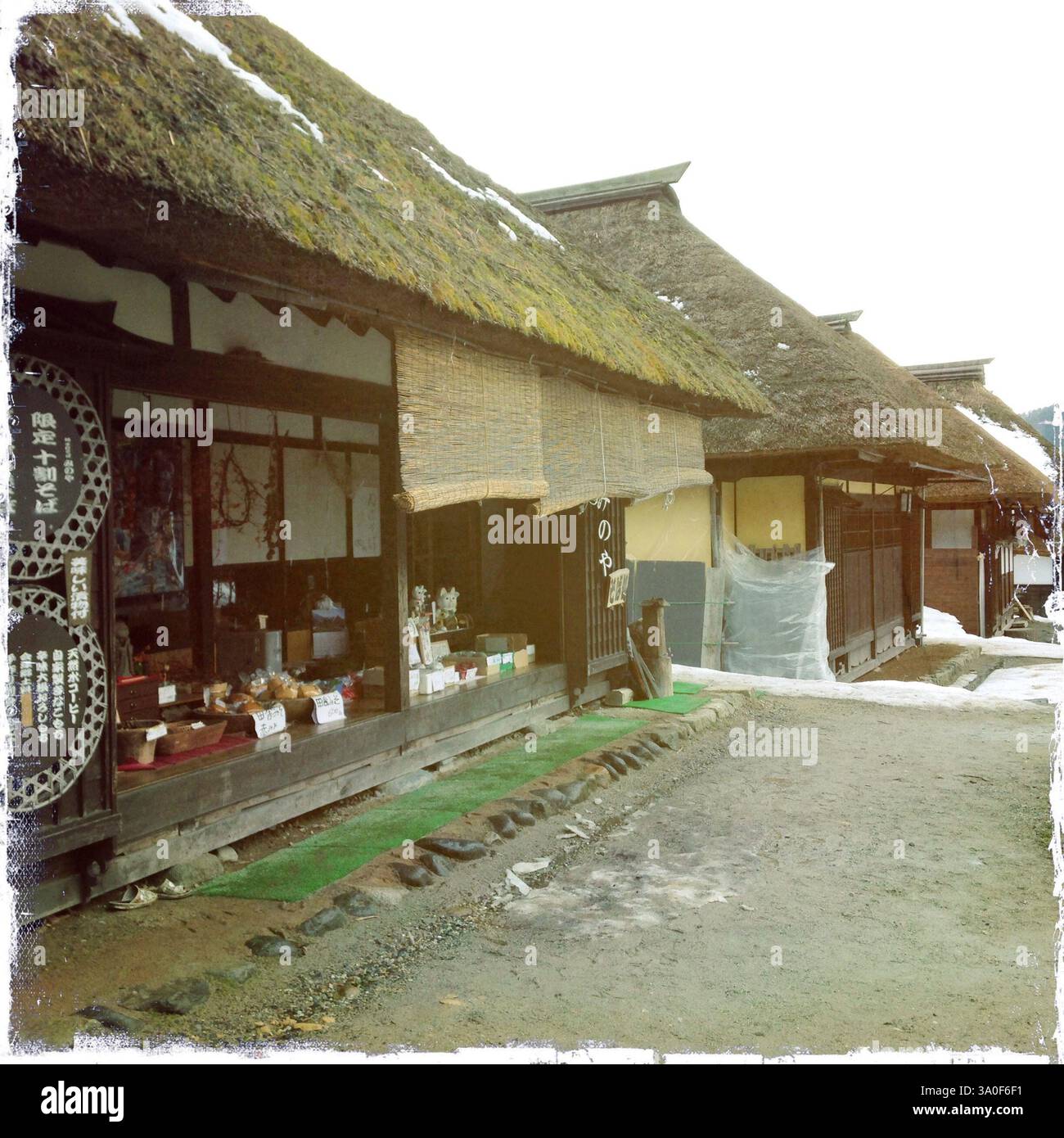 Photo shows the old post town known as Ouchijuku in the Aizu region of ...