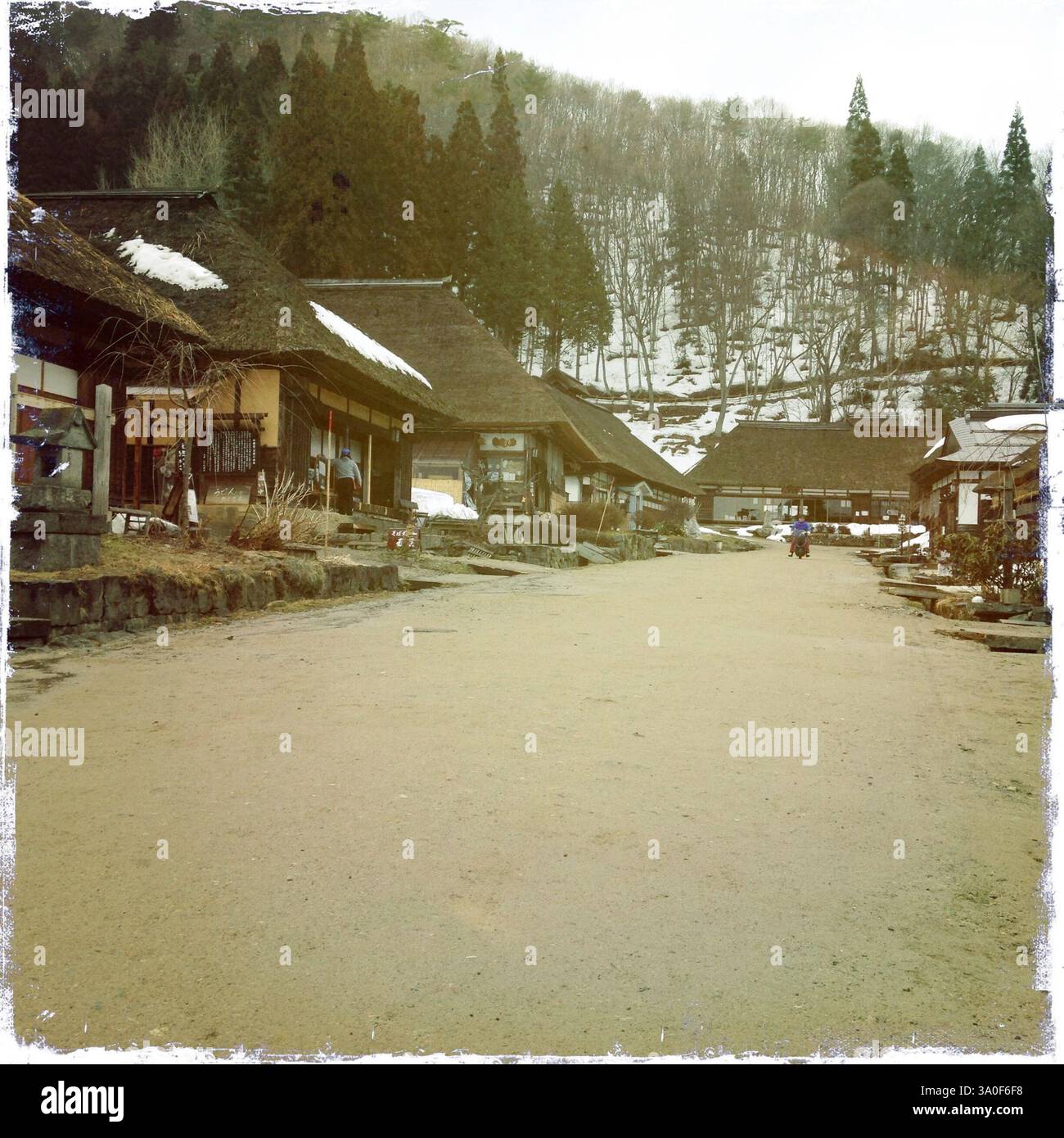 Photo shows the old post town known as Ouchijuku in the Aizu region of ...