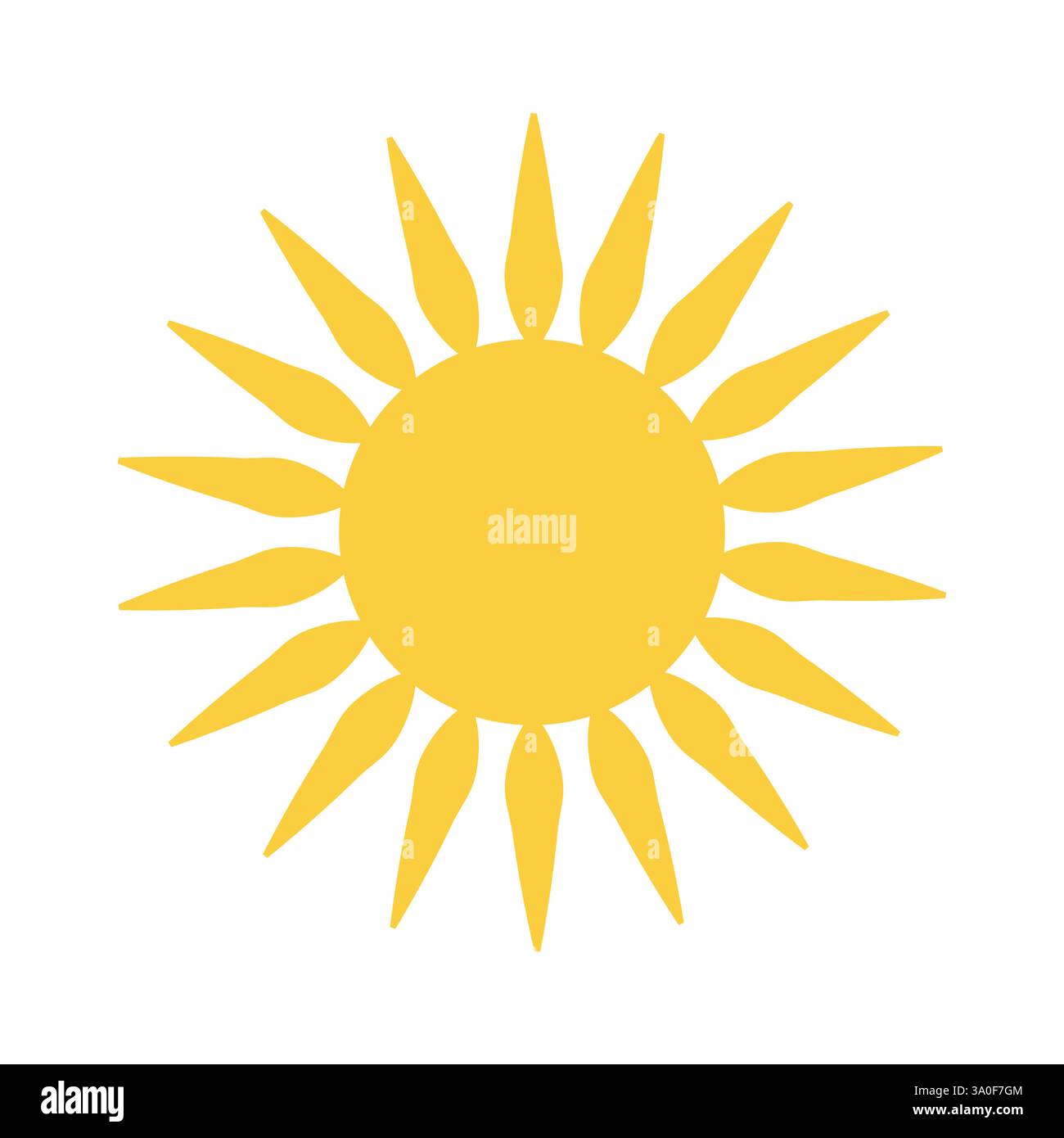 Sun icon vector. Bright yellow shape. Solar energy emblem. Flat ...