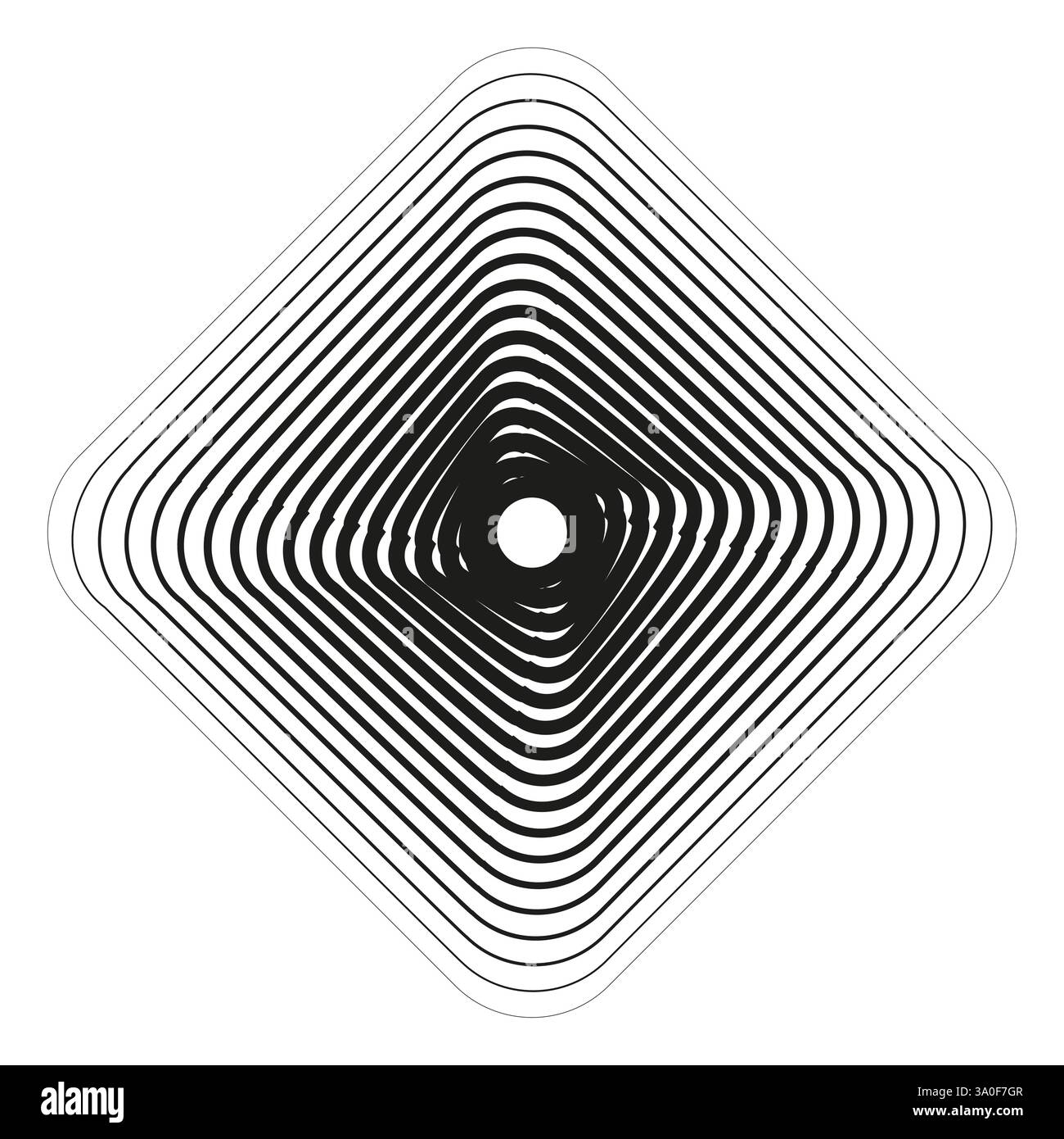 Geometric diamond shape. Concentric black lines. Abstract optical ...