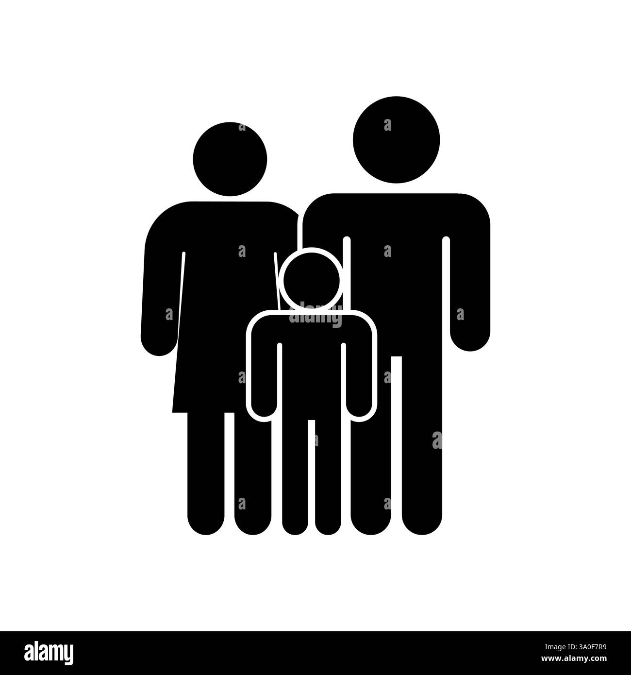 Family icon vector. Black silhouette symbol. Simple parent child ...