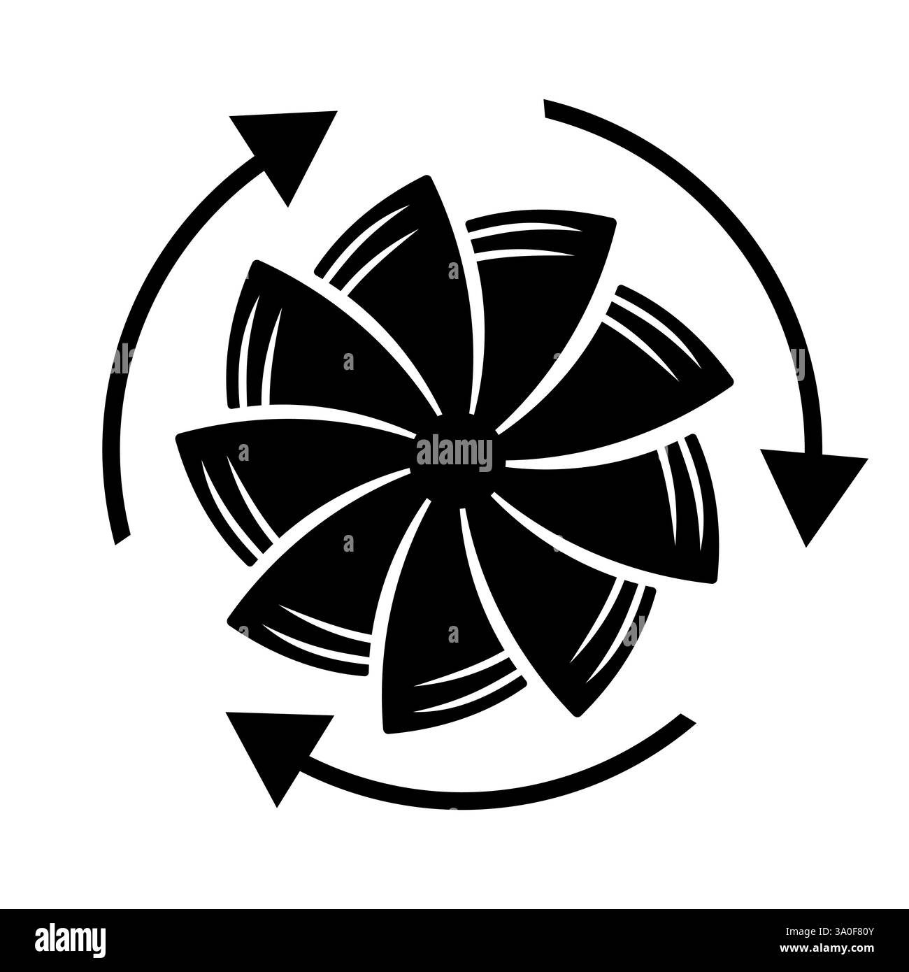 Circular fan icon. Rotating blades symbol. Airflow ventilation sign ...