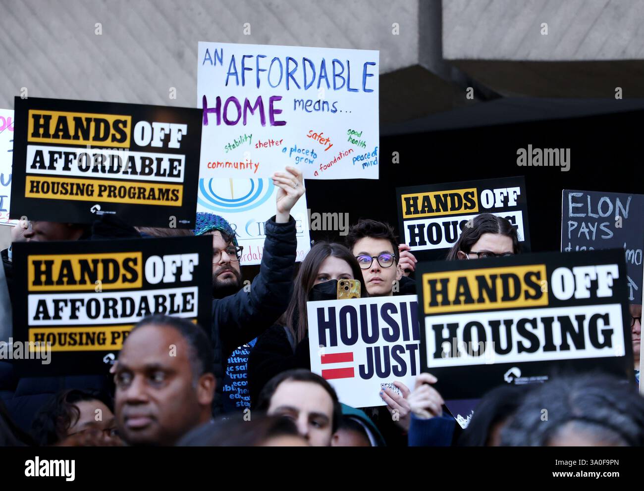 March 3, 2025, Washington Dc, Virginia, USA: Demonstrators hold ...