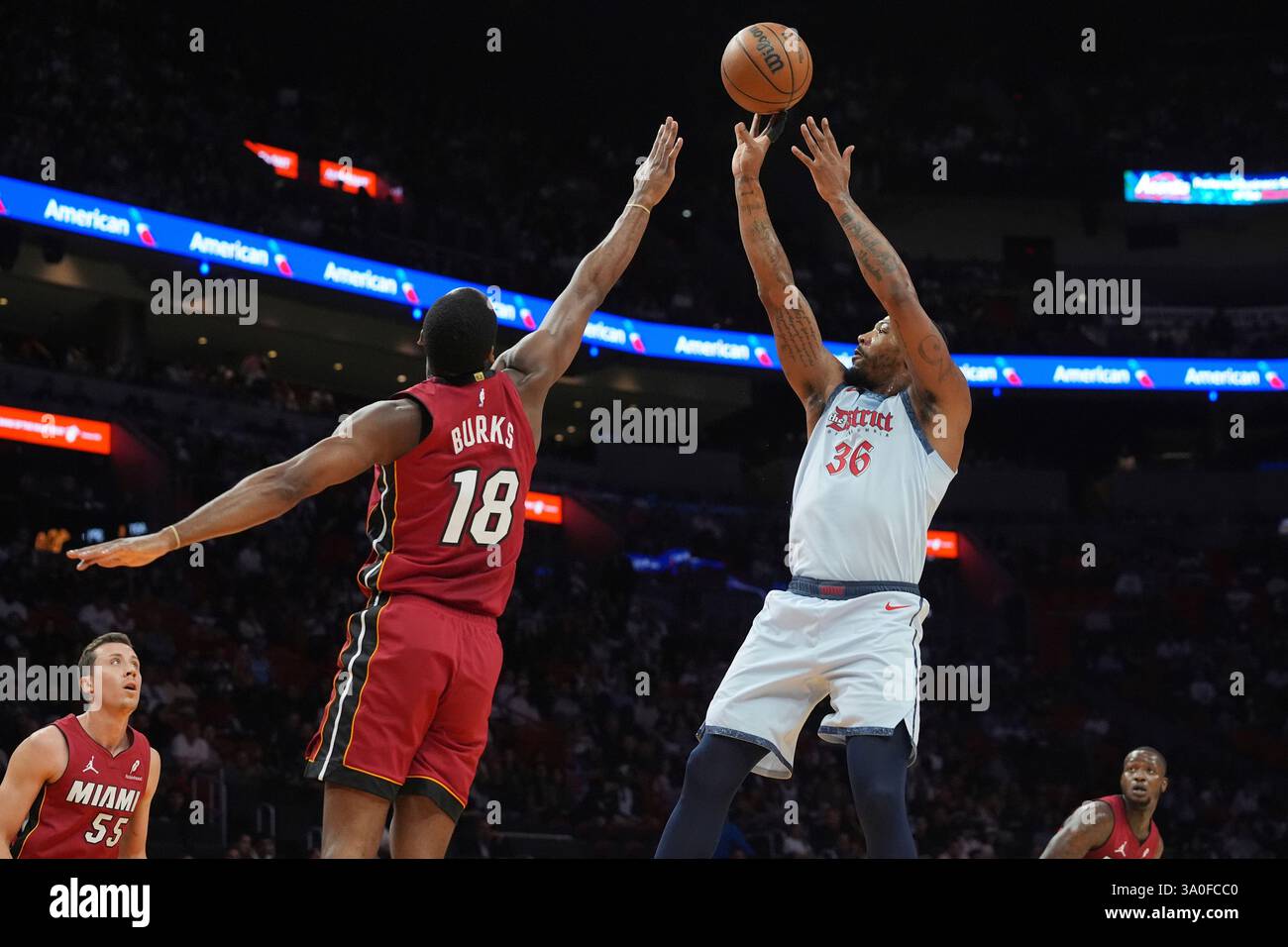 Washington Wizards guard Marcus Smart (36) aims to score three points ...