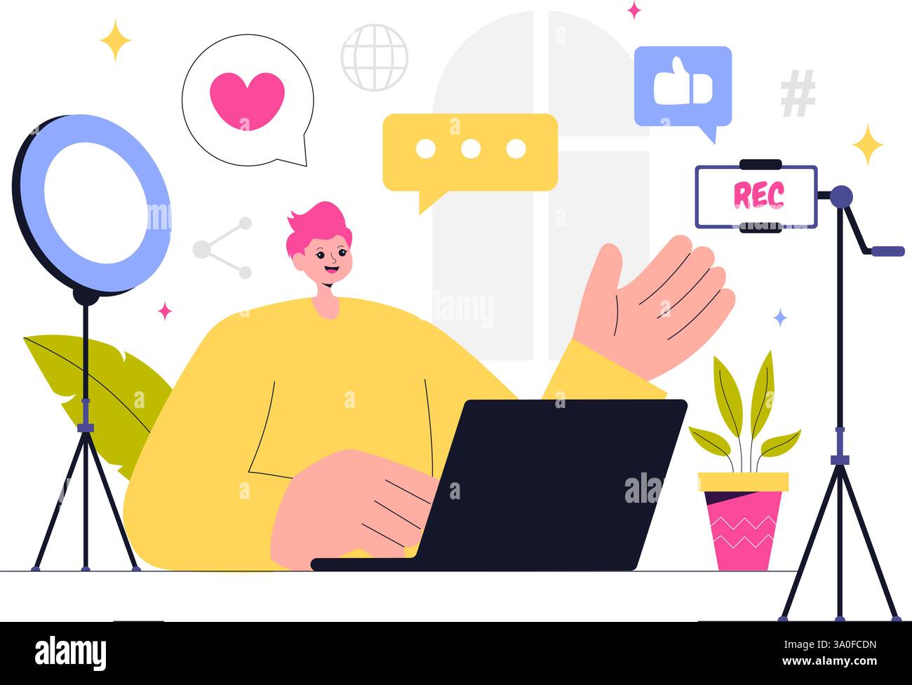 Content Creation Vector Illustration featuring Digital Marketing ...