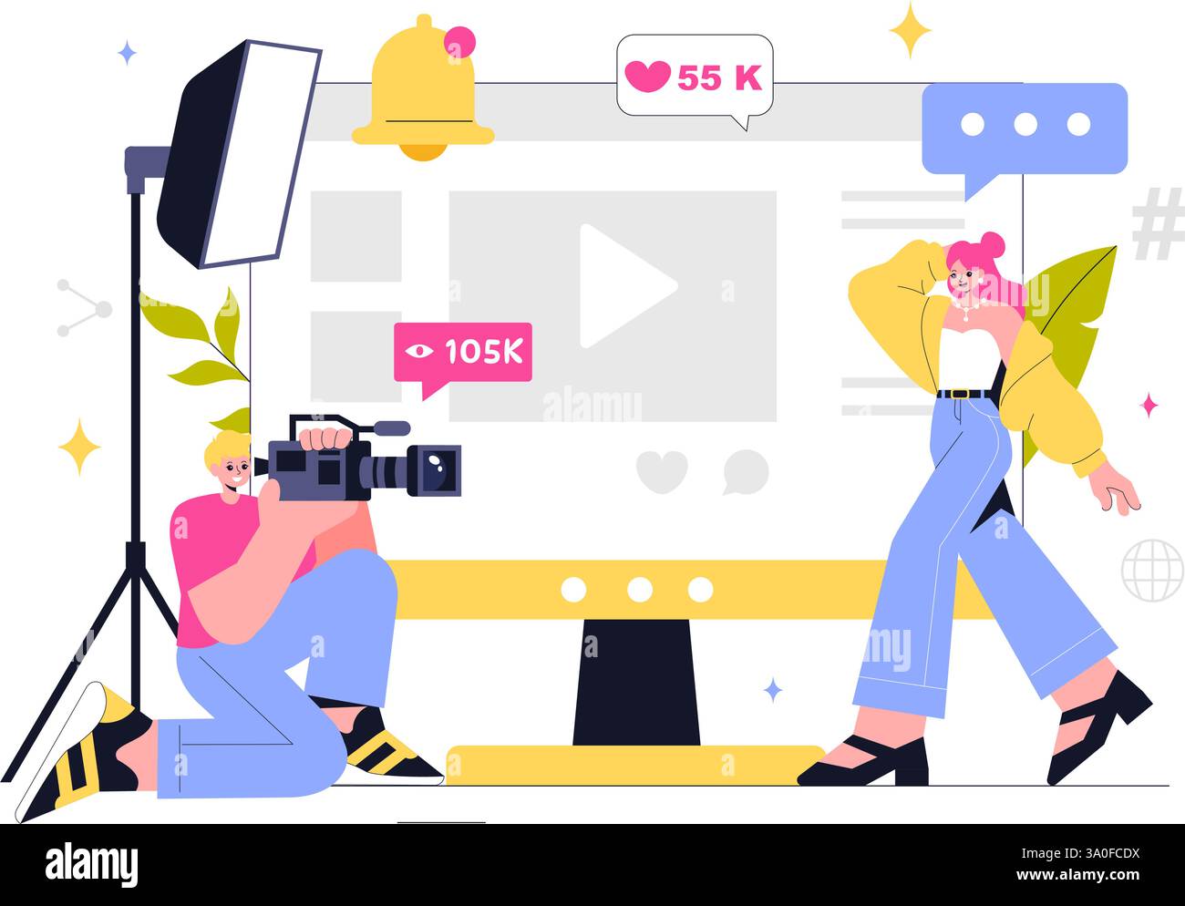 Content Creation Vector Illustration featuring Digital Marketing ...