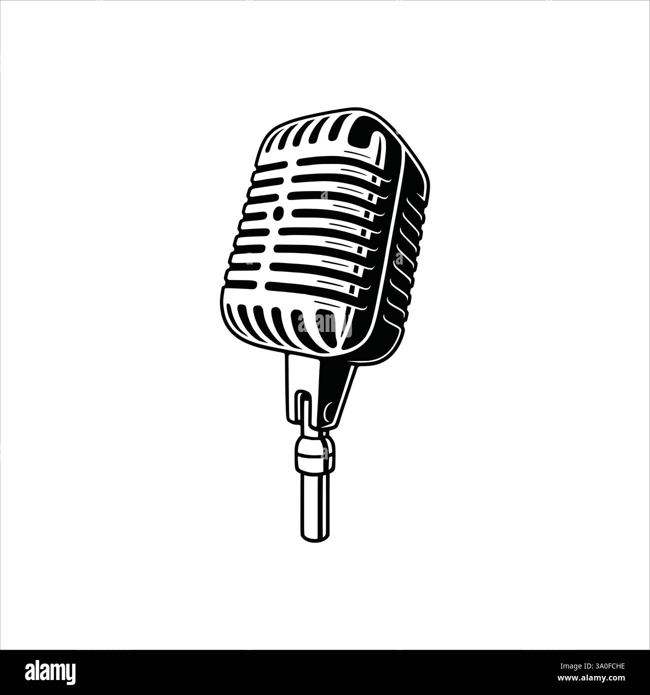 Vintage microphone design concept. Podcast microphone illustration ...
