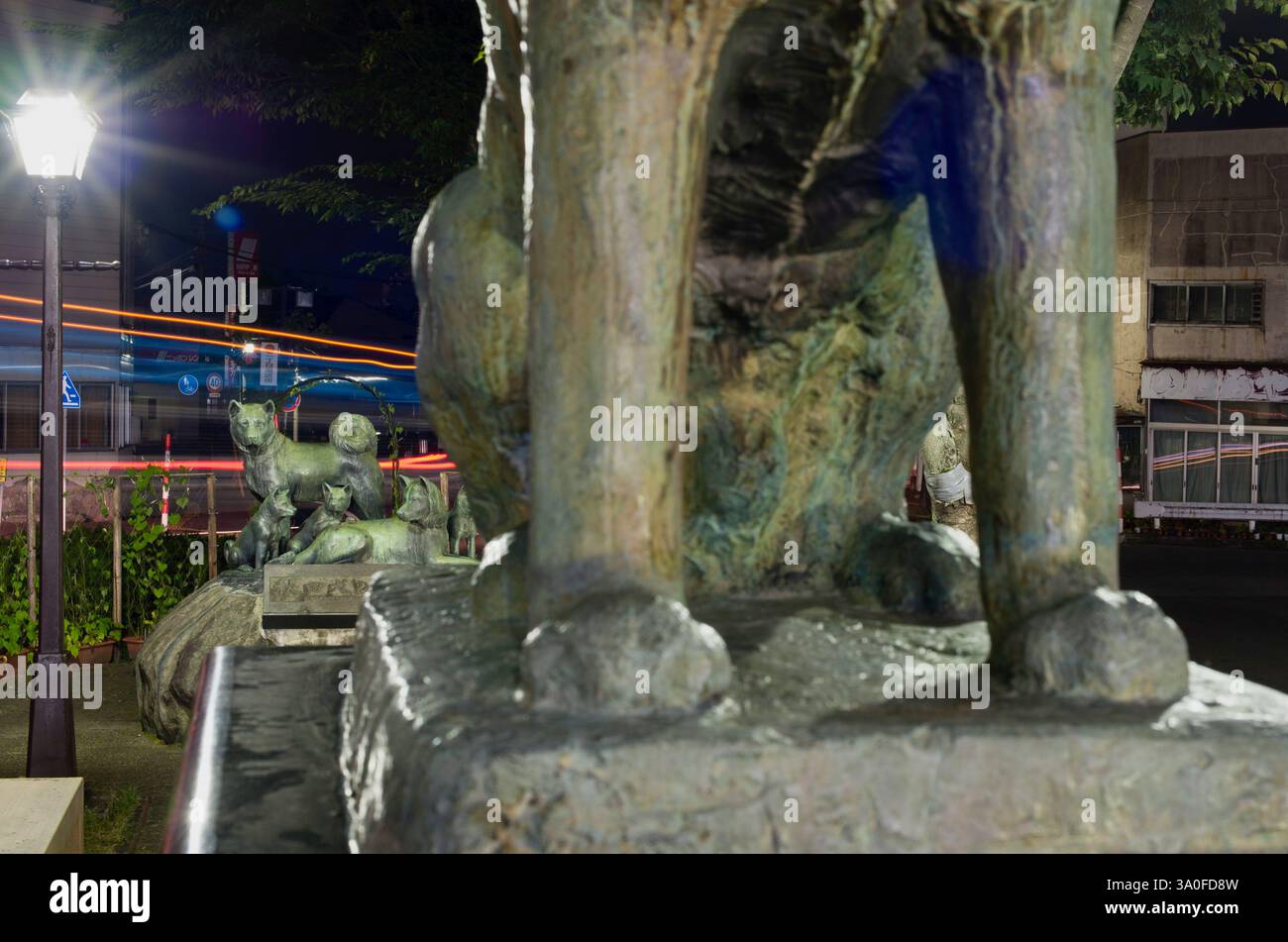 Photo shows one of the statues dedicated to the Akita Inu in Odate City ...