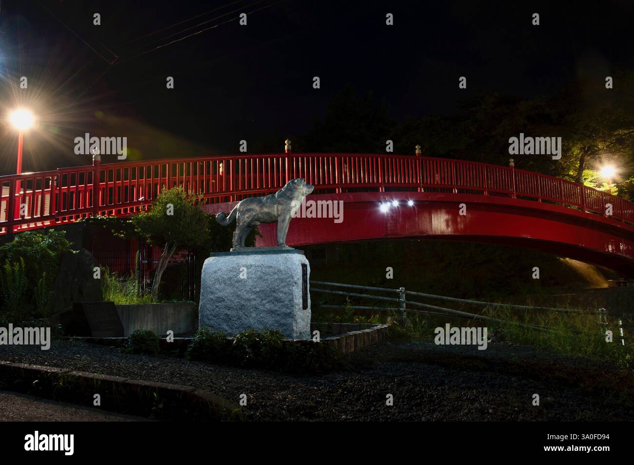 Photo shows one of the statues dedicated to the Akita Inu in Odate City ...