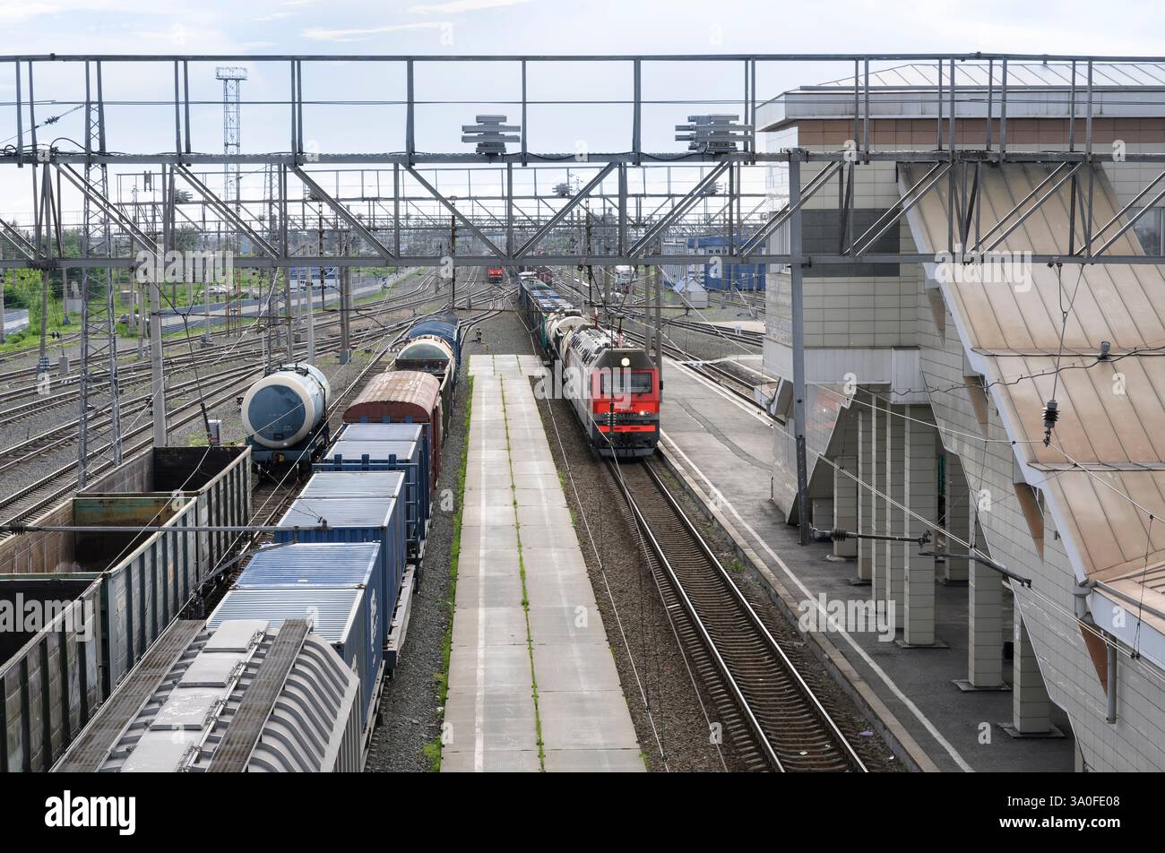 BARABINSK, RUSSIA - JUNE 22, 2024. Rails at the railway station ...
