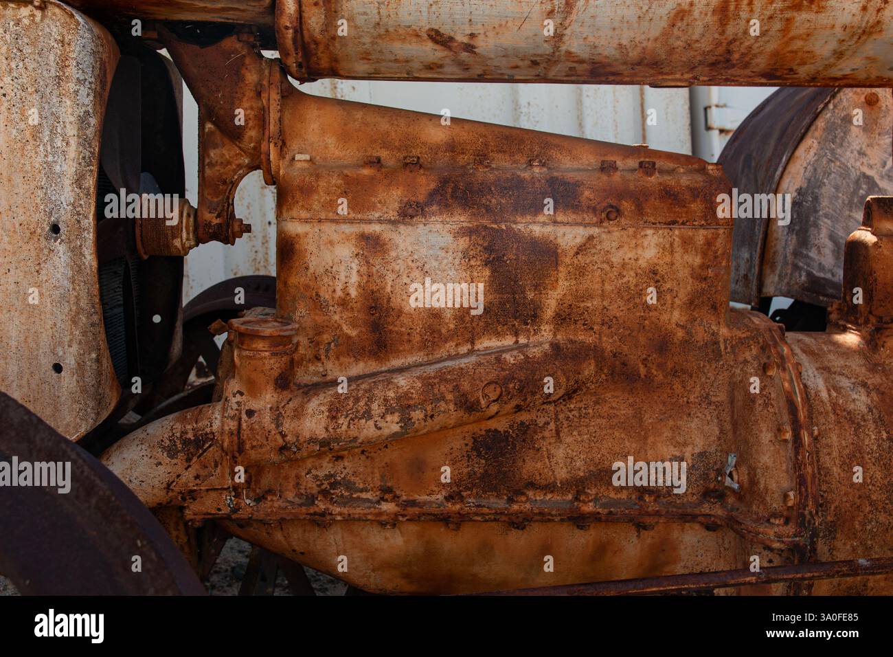 The unique smooth style of an old four cylinder engine on an antique ...