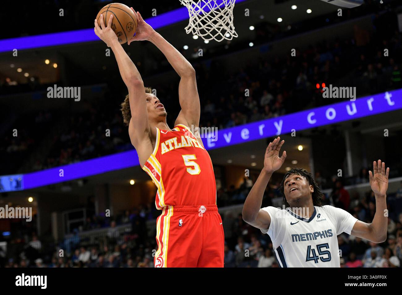 Atlanta Hawks guard Dyson Daniels (5) shoots against Memphis Grizzlies ...