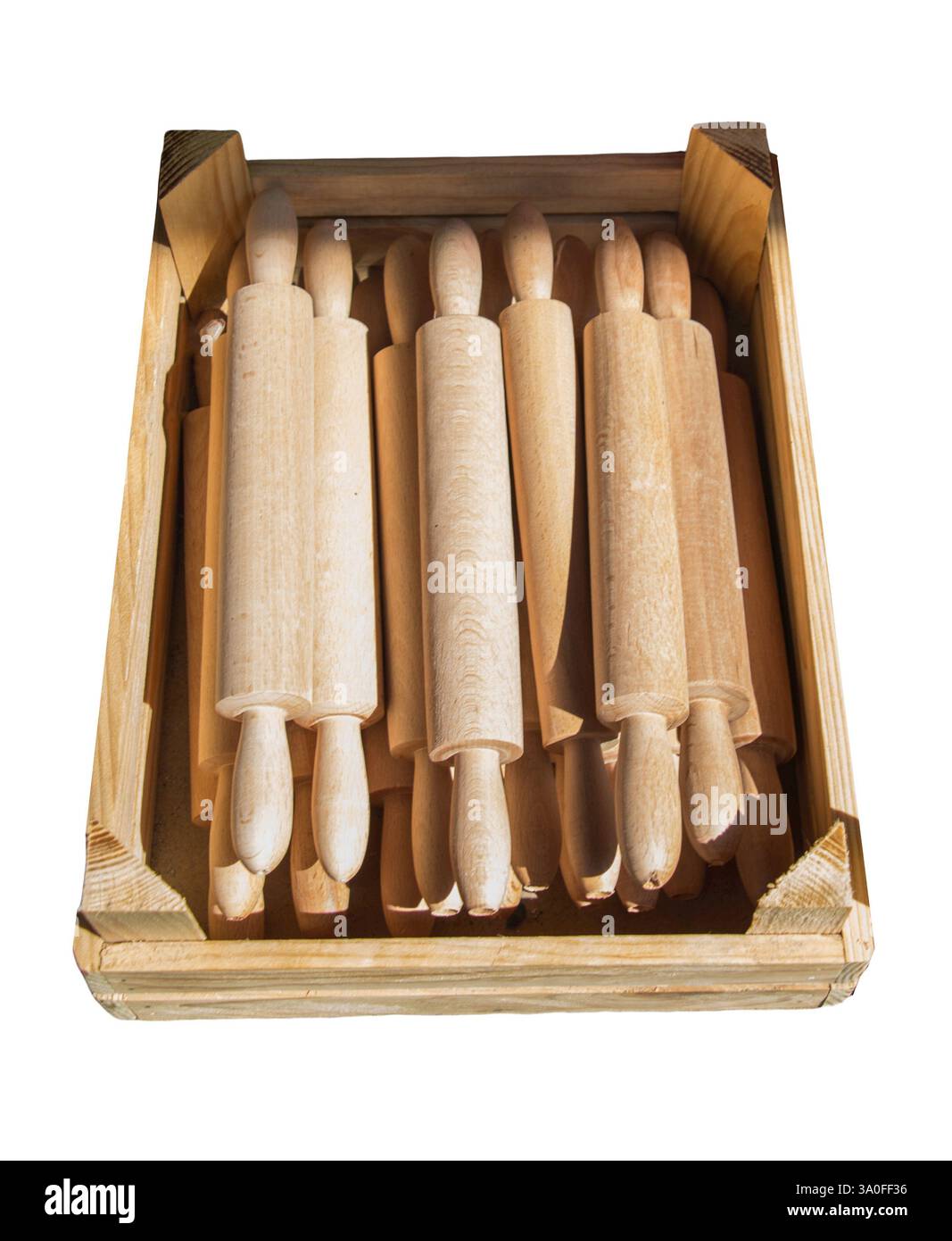 Wooden kneading stick rolling pin isolated on white background Stock ...