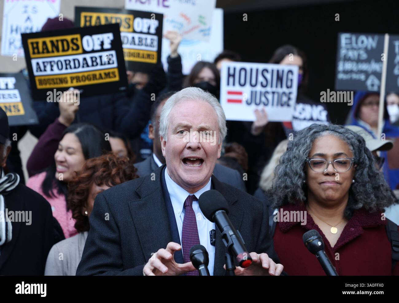 Demonstrators protest against cuts at the HUD in Washington District of ...