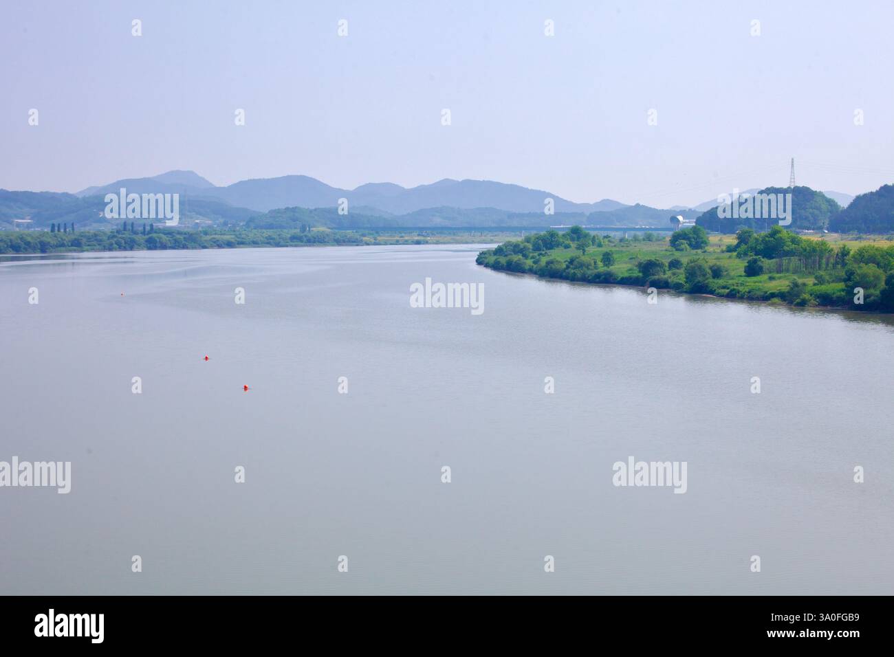 Buyeo County, South Korea - May 27, 2021: A calm stretch of the Geum ...