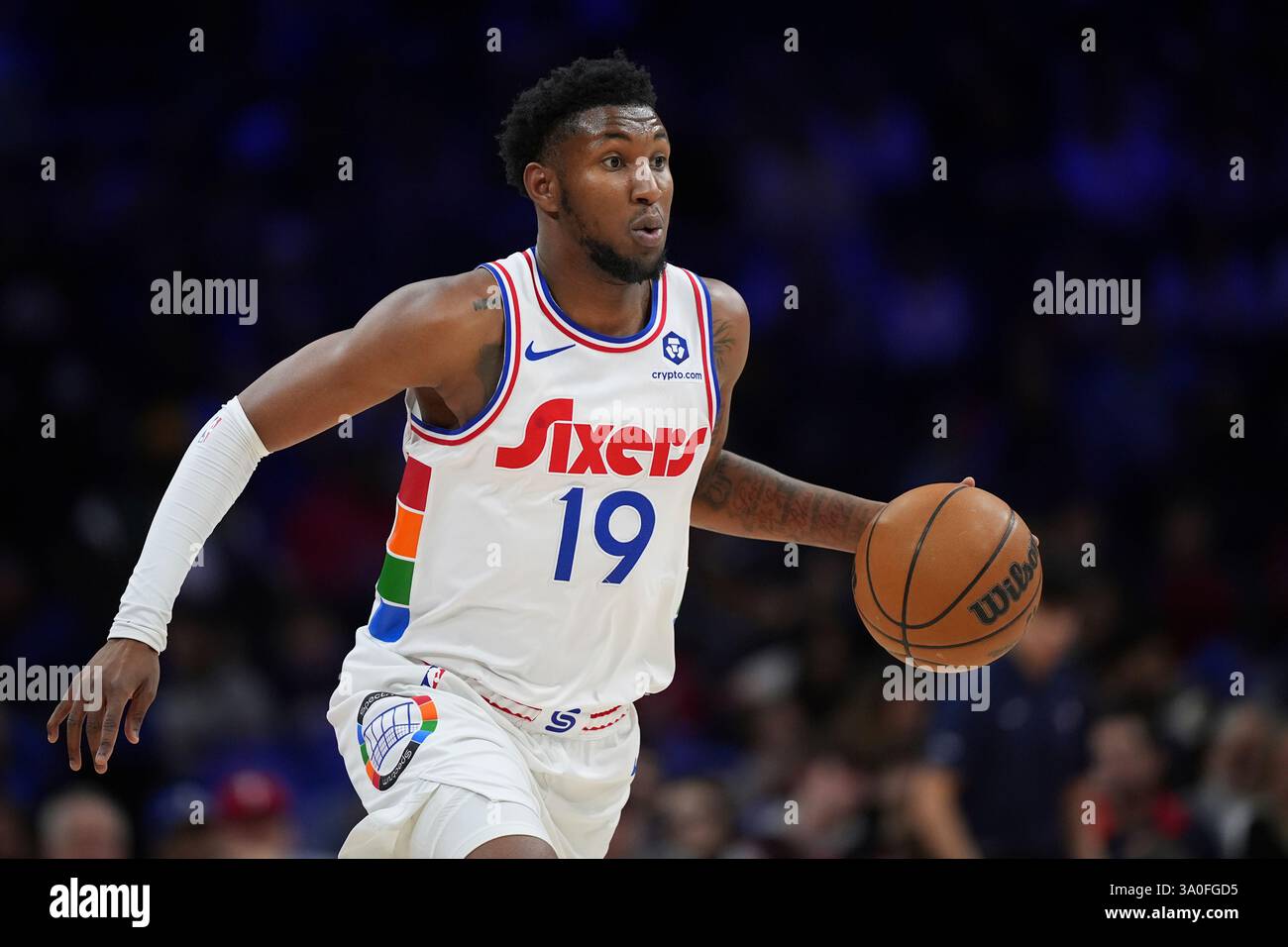 Philadelphia 76ers' Justin Edwards plays during an NBA basketball game ...