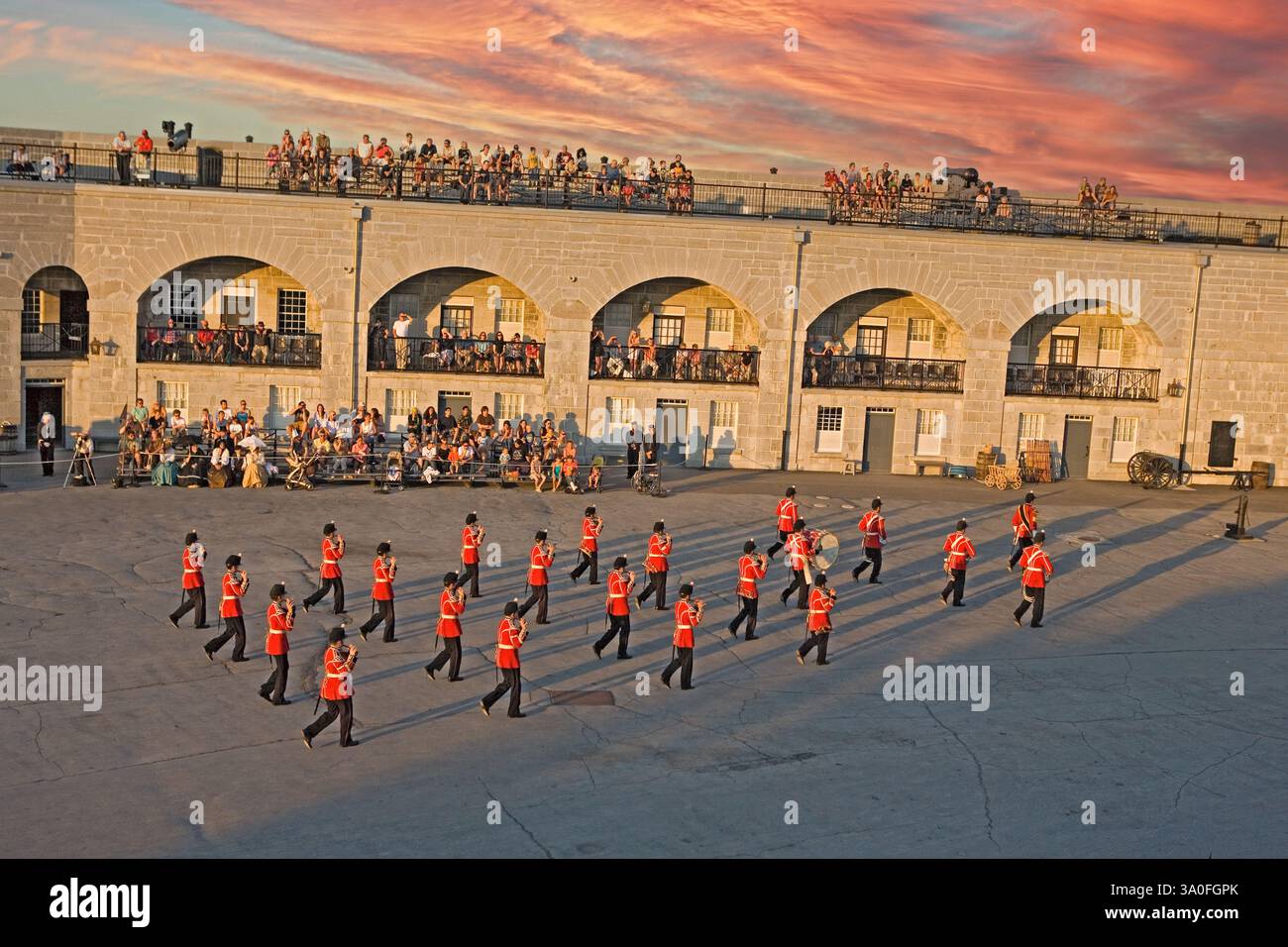 Sunset ceremony, drill maneuvers by Fort Henry Guard, Kingston, Ontario ...