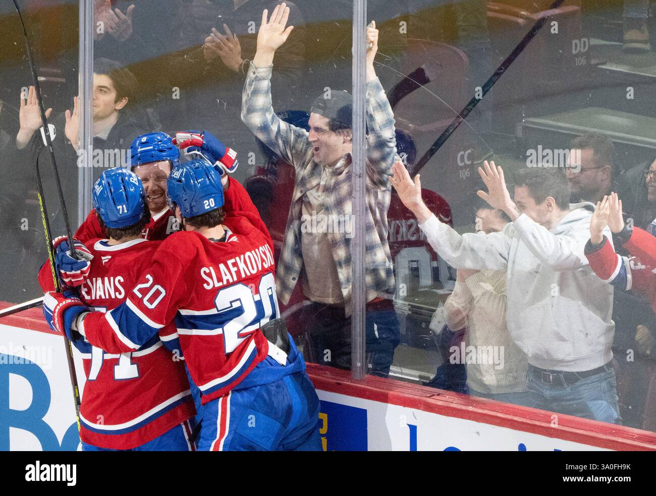 Montreal Canadiens' Mike Matheson (8) celebrates after his winning goal ...