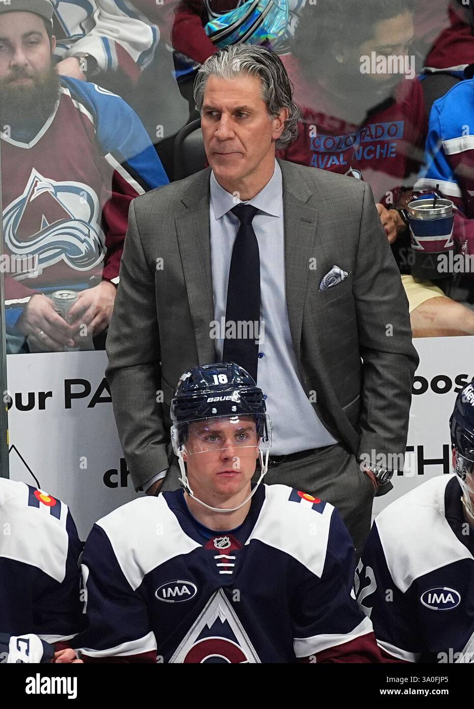 Colorado Avalanche head coach Jared Bednar () in the third period of an ...