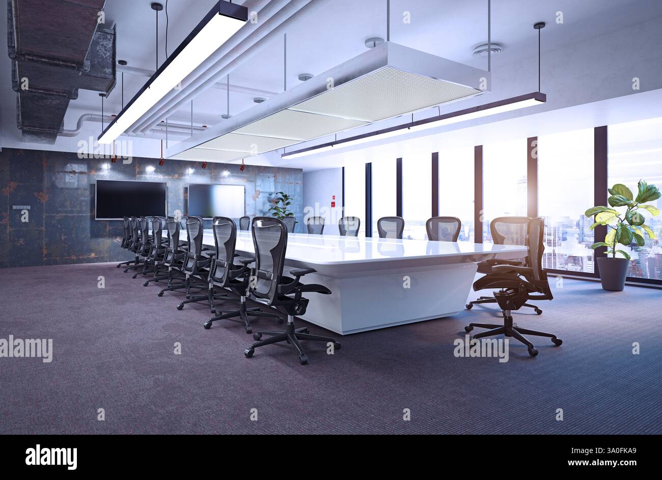 Modern loft office interior design concept. 3d rendering design Stock ...