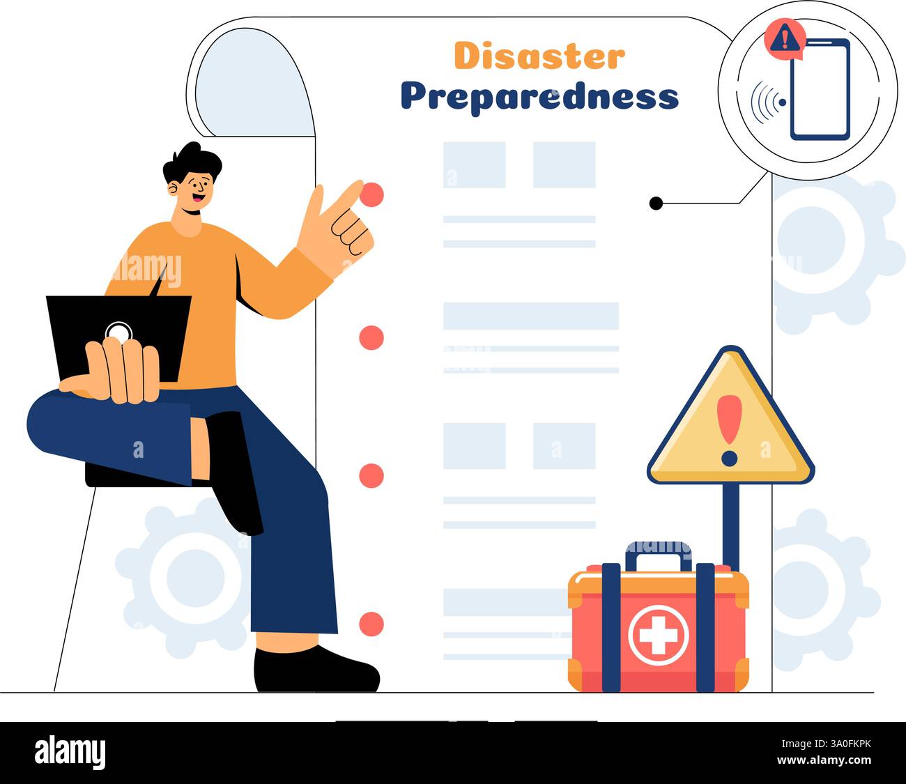 Disaster Preparedness Vector Illustration featuring Community Disaster Planning, an Emergency ...