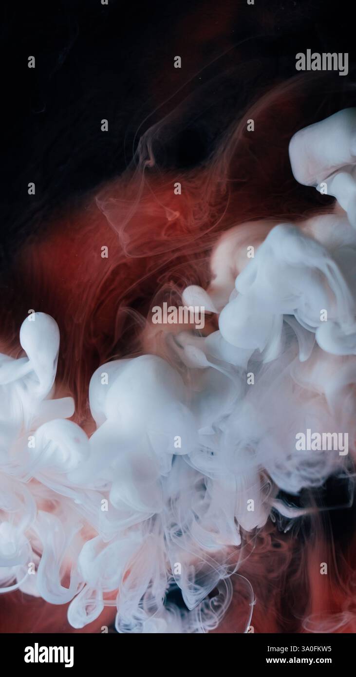 Underwater smoke. Art vapor. White brown mist cloud flow on black ...