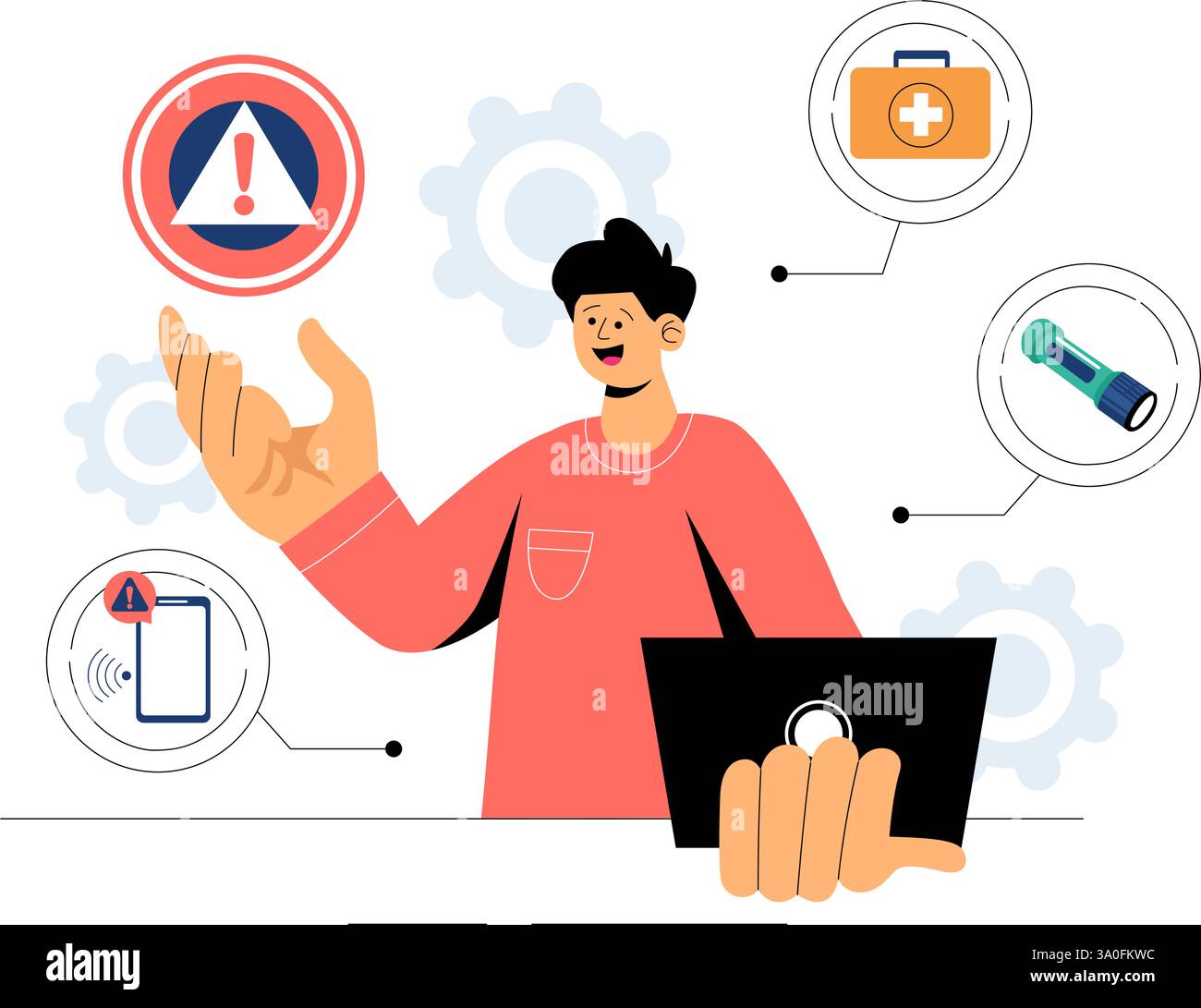 Disaster Preparedness Vector Illustration featuring Community Disaster Planning, an Emergency ...