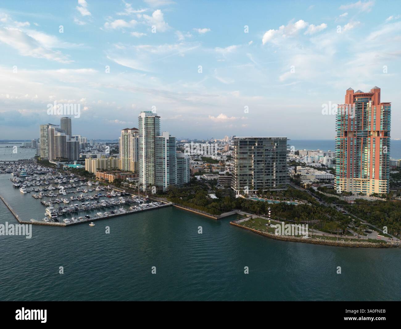 Night in Miami. Aerial view of Miami Beach at night. Miami beach with ...