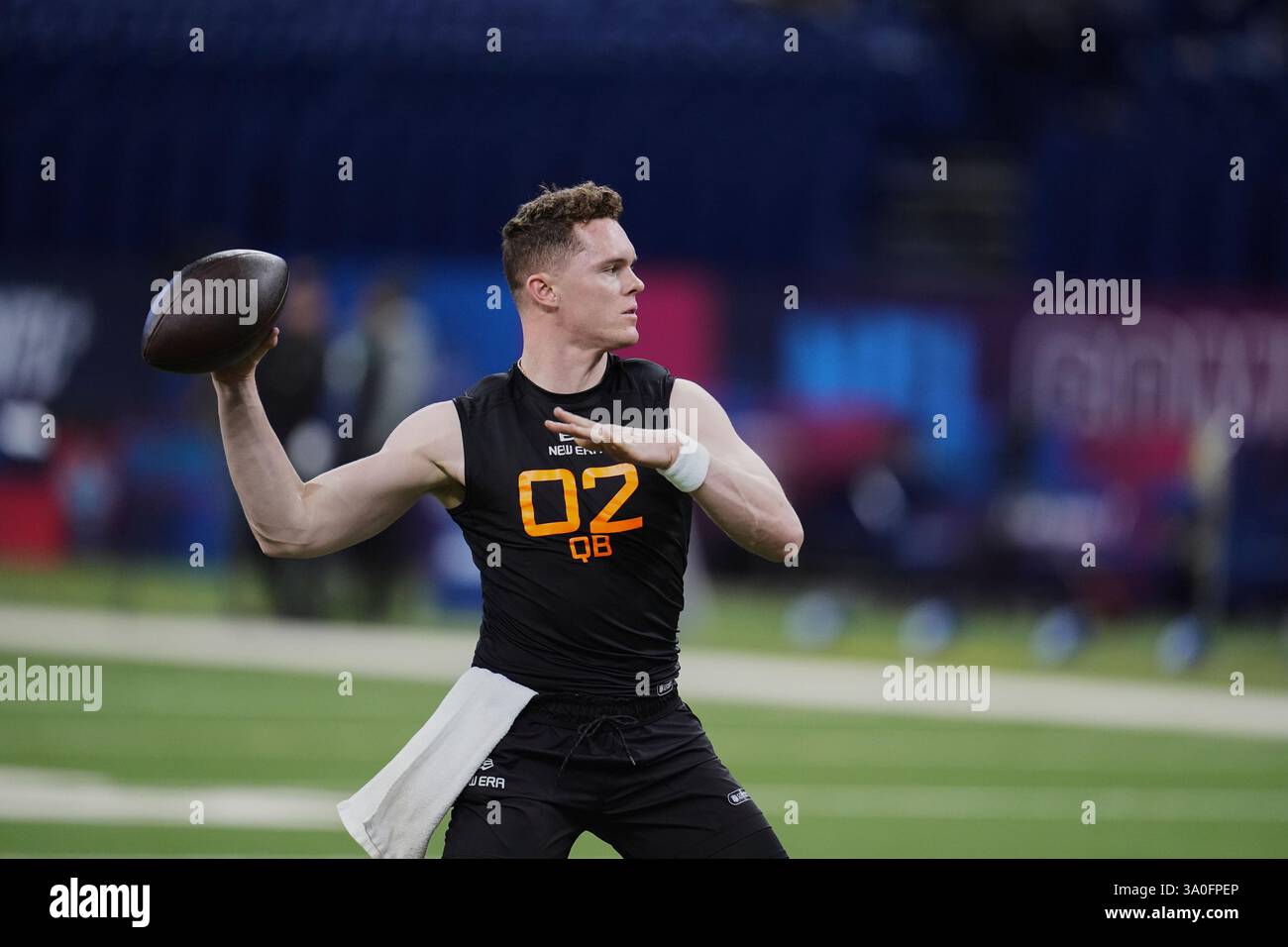 Missouri quarterback Brady Cook runs a drill at the NFL football ...