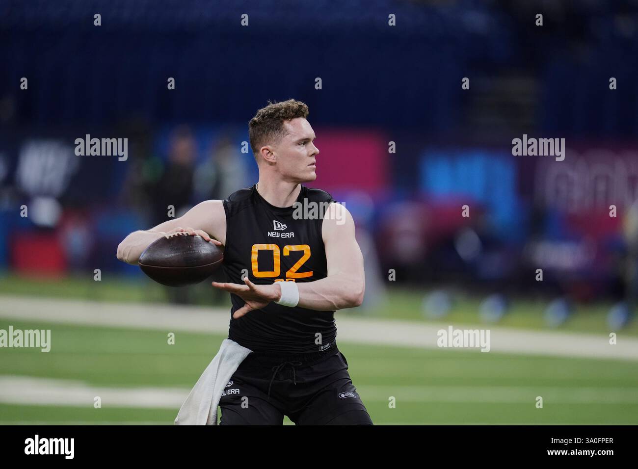 Missouri quarterback Brady Cook runs a drill at the NFL football ...