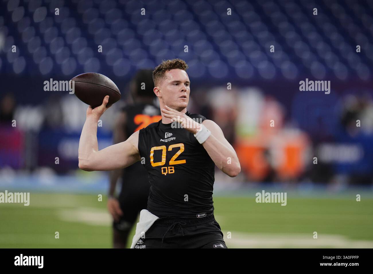 Missouri quarterback Brady Cook runs a drill at the NFL football ...