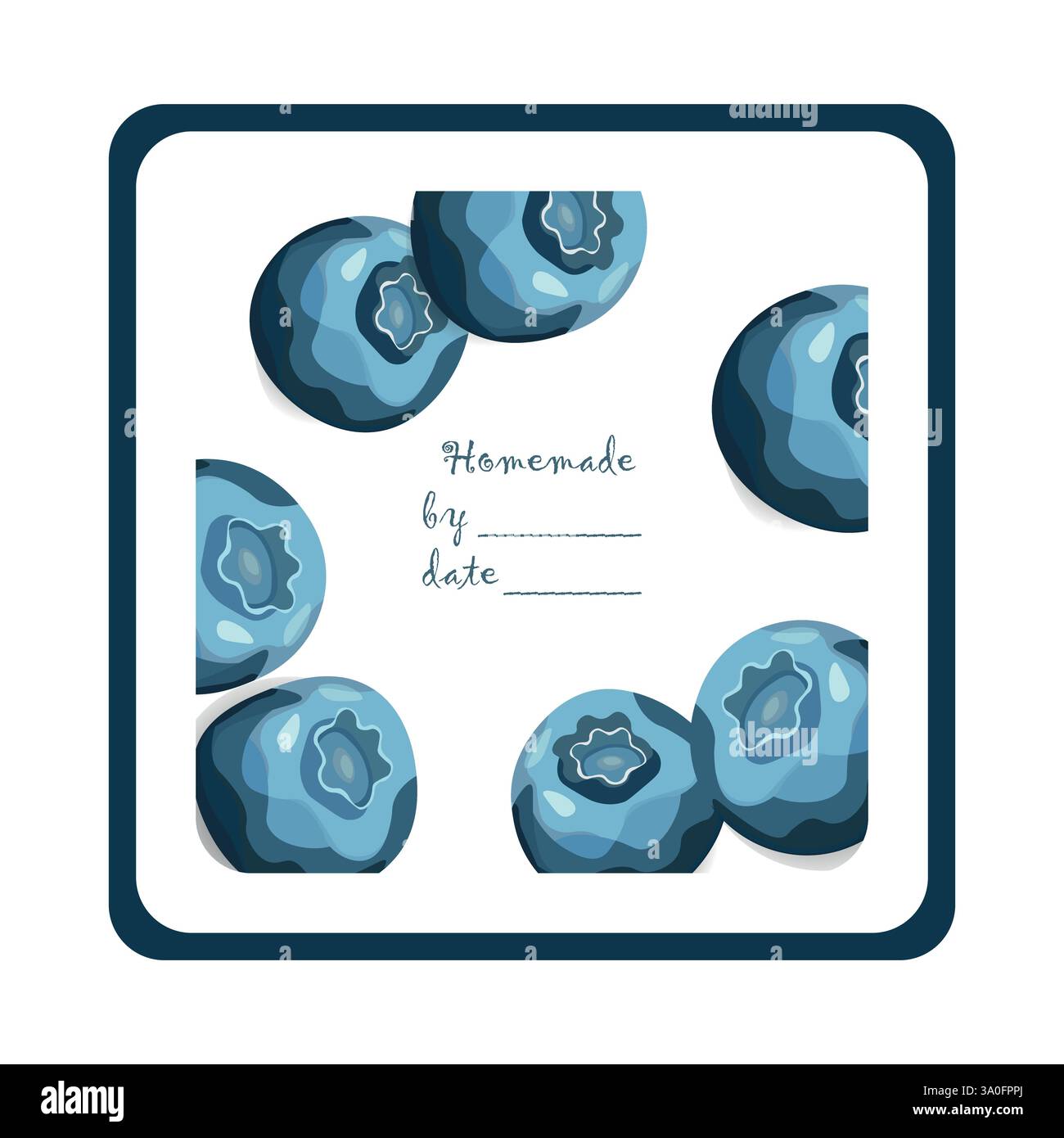 Template jam label design. Retro homemade label. Blueberry marmalade ...