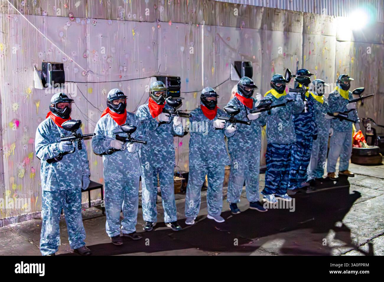 Formation of teams and introductory briefing before an active game of ...