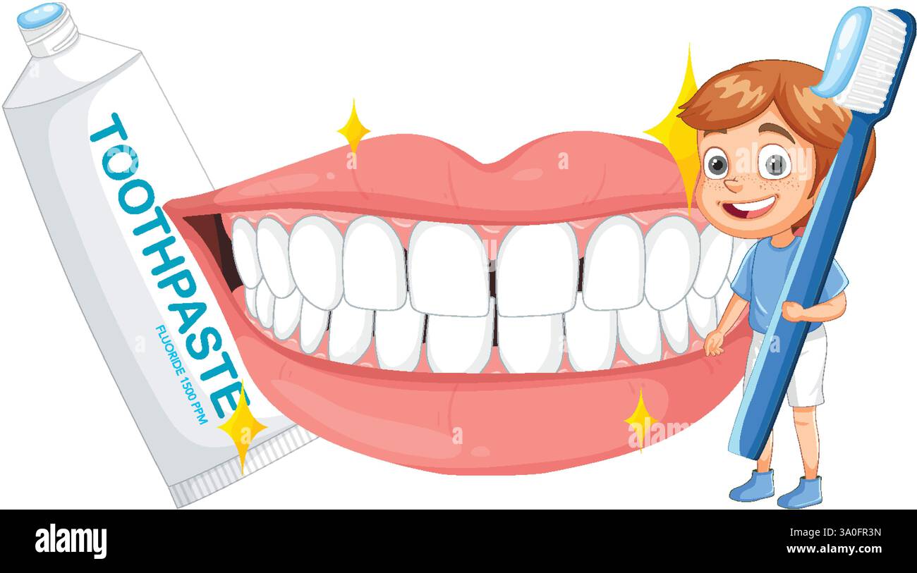 Smiling child toothbrush toothpaste hi-res stock photography and images ...