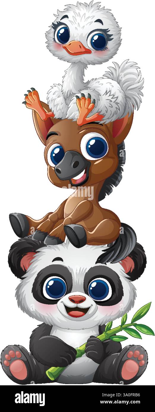 Cute animals stacked in a playful arrangement Stock Vector Image & Art ...
