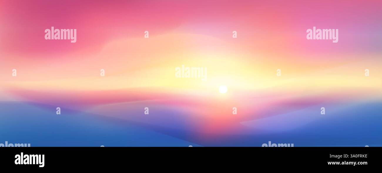 Purple landscape sunrise view with smooth gradient mountains or clouds ...