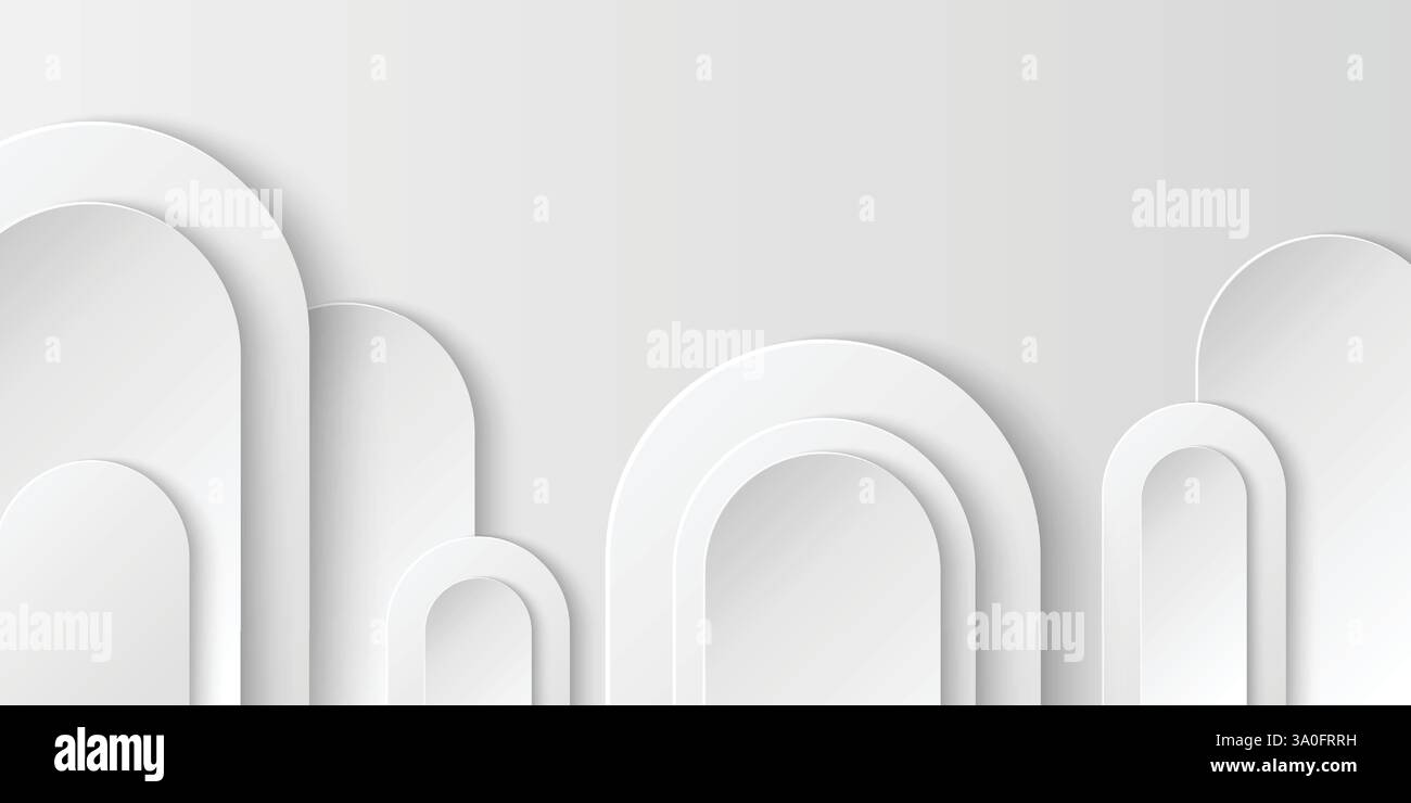 White neomorphic background with overlapping arches. 3d realistic ...