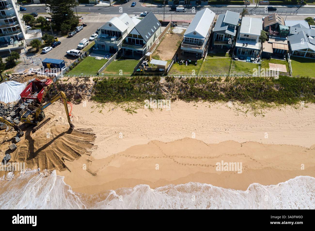 Sydney, Australia. 04th Mar, 2025. Seawall construction is seen at Collaroy on the northern ...