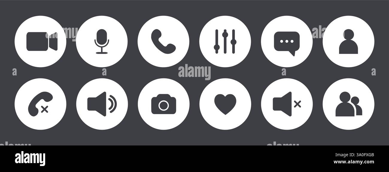 Icon Videocall. Collections buttons for video chat interface ...