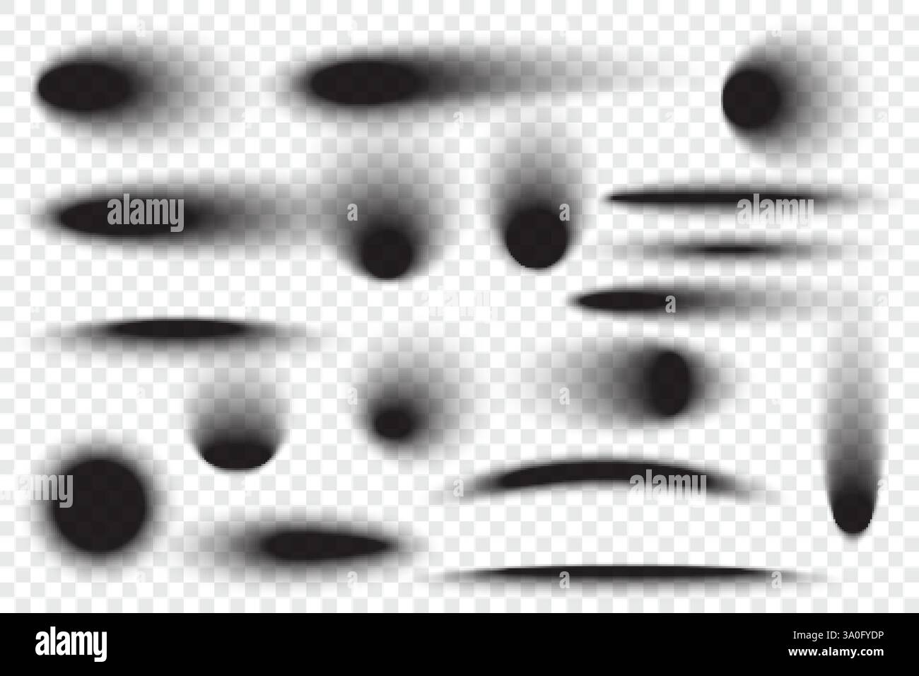 Circle drop shadows on floor. Realistic round and oval black gradients ...