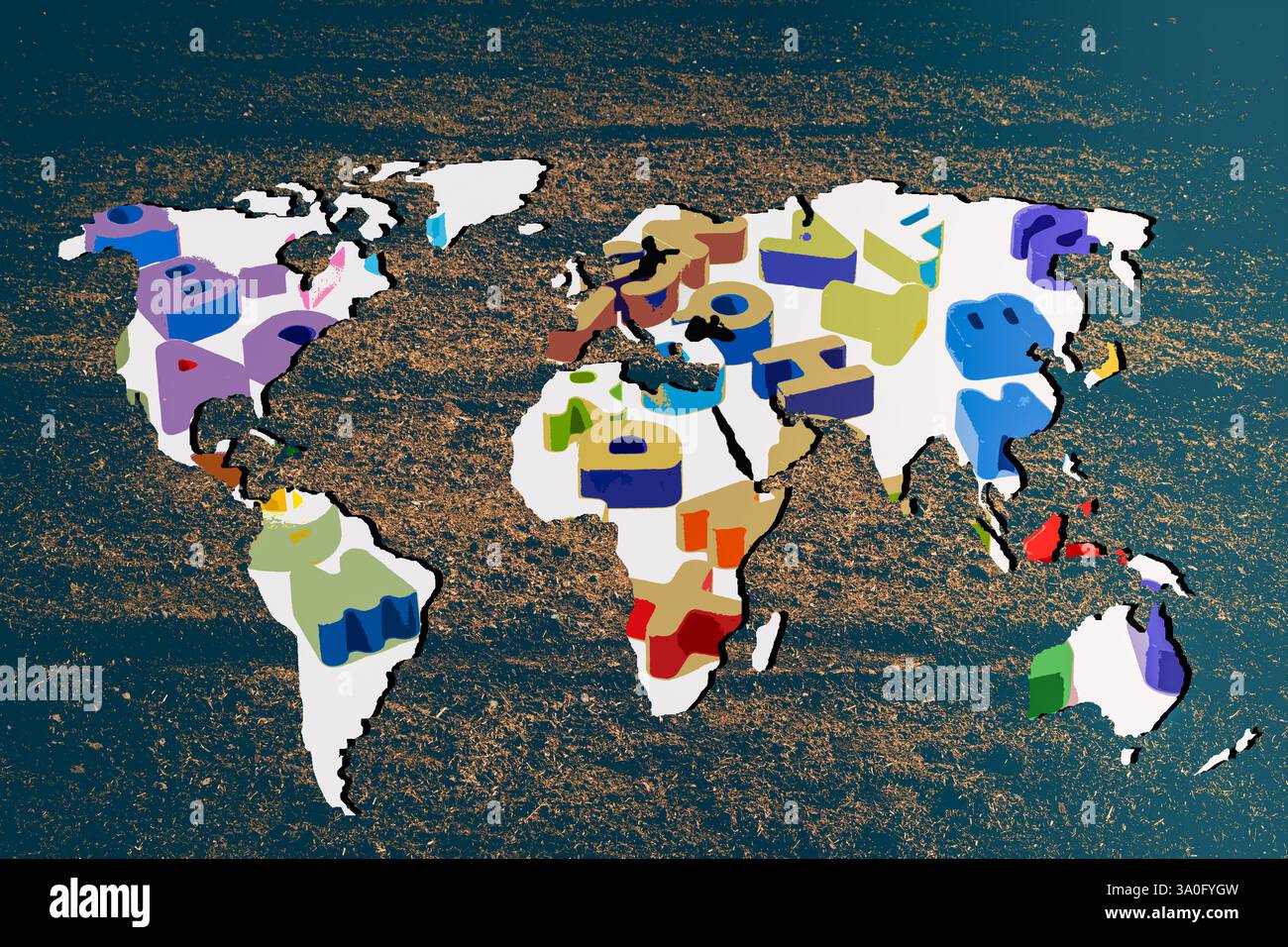 Roughly outlined world map with white background Stock Photo - Alamy