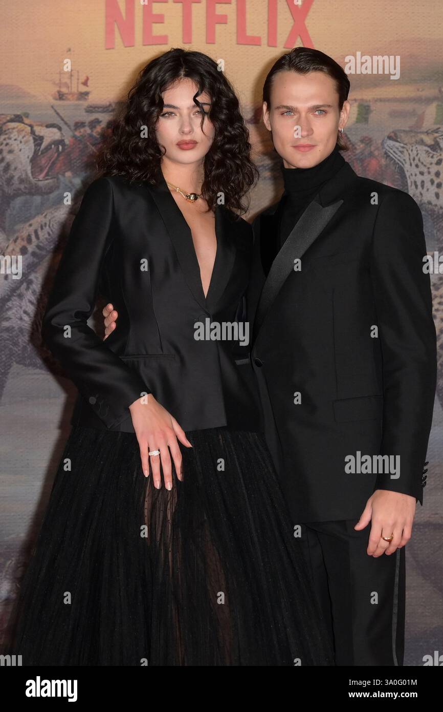 Rome, Italy. 03rd Mar, 2025. Deva Cassel (l) and Saul Nanni (r) attend ...