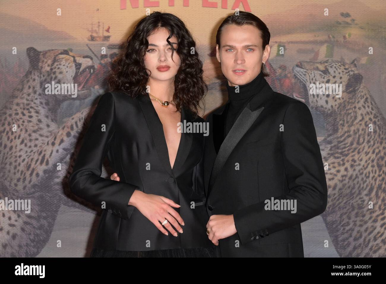 Rome, Italy. 03rd Mar, 2025. Deva Cassel (l) and Saul Nanni (r) attend ...