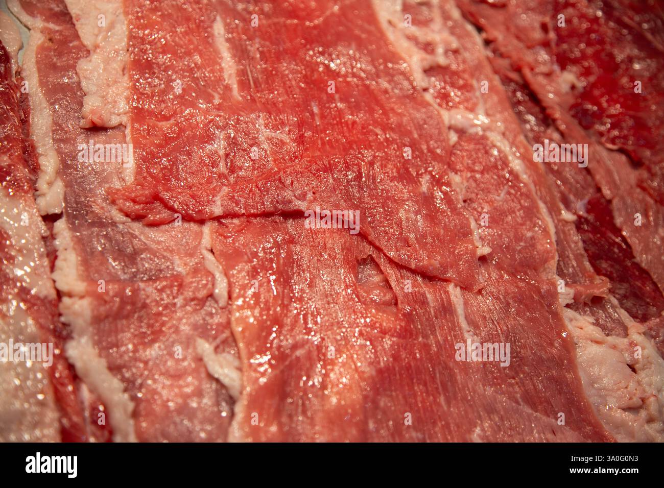Beef jerky. Meat stall in the central market of the city of Oaxaca in ...
