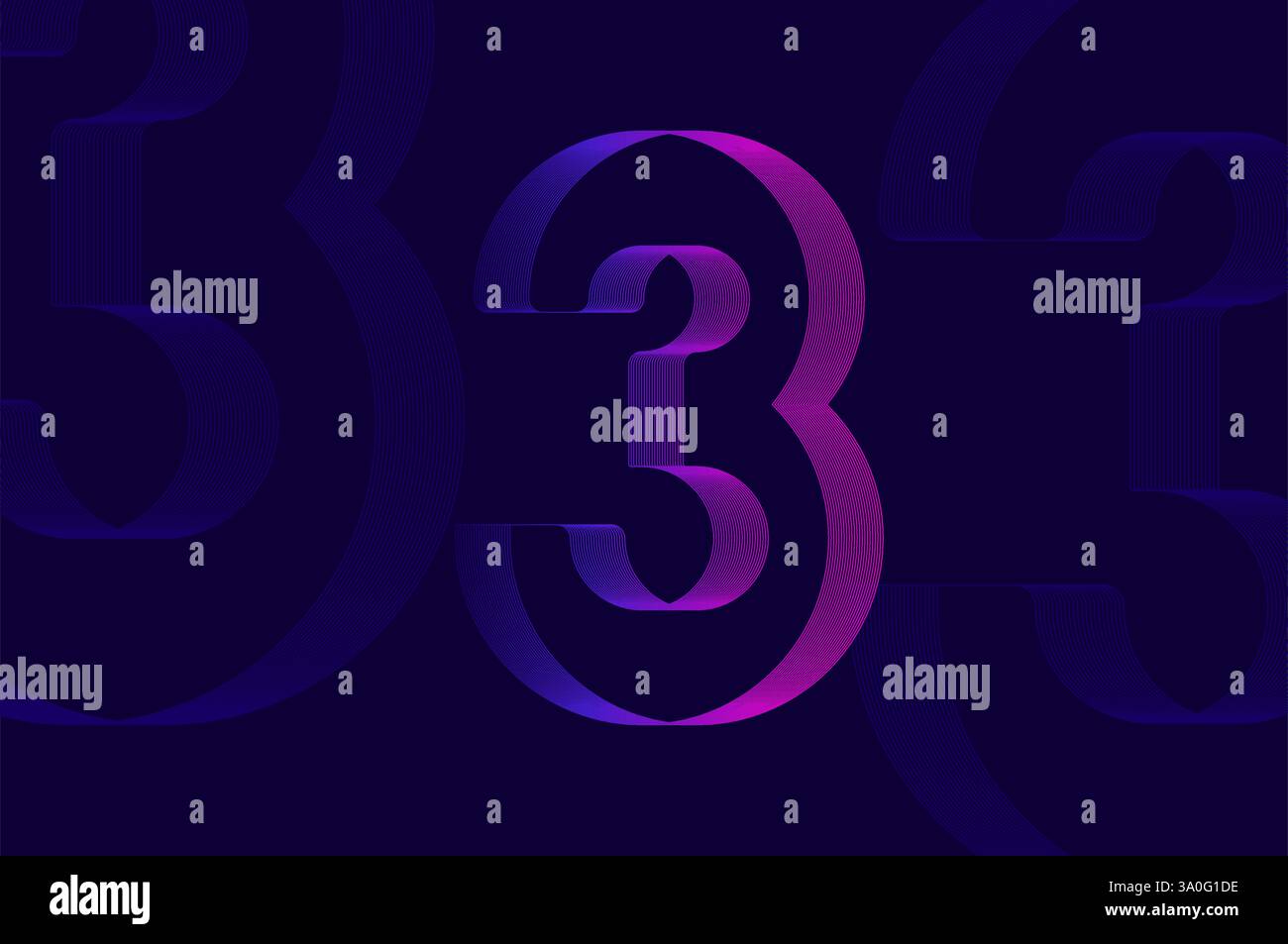 Futuristic retro numeric design glitch efffect with line pattern number ...