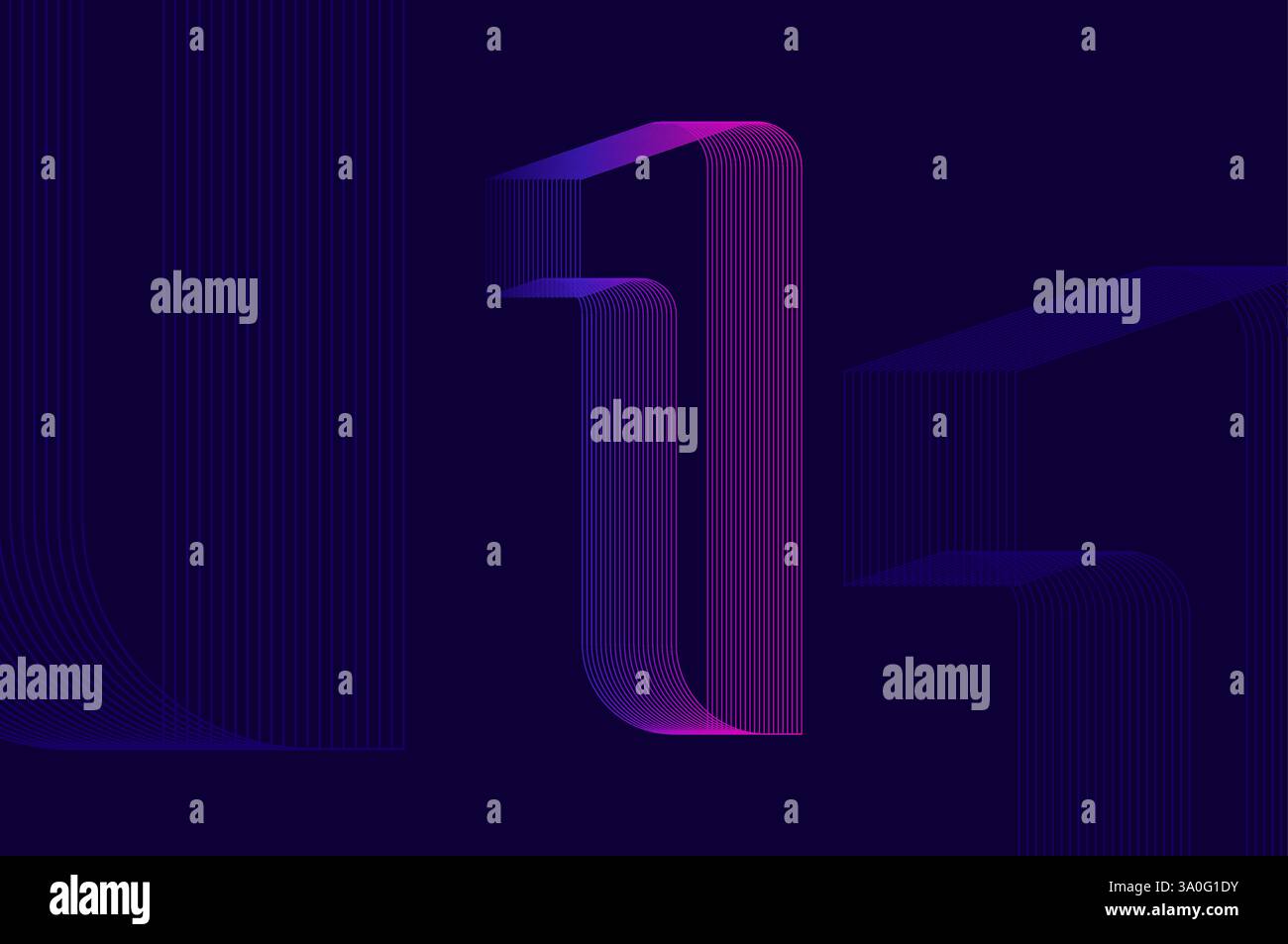 Futuristic retro numeric design glitch efffect with line pattern number ...